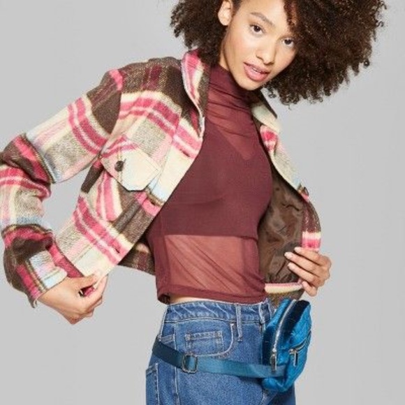 wild fable | Jackets & Coats | New Wild Fable Two Pocket Plaid Cropped ...